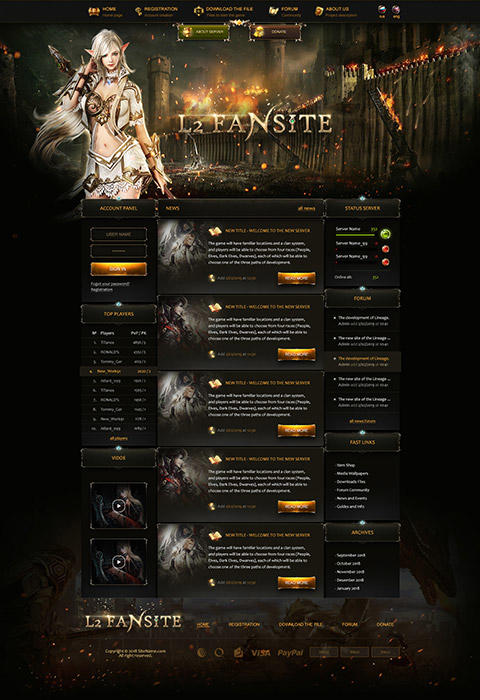 Lineage 2 Game Website Templates and best StressWeb themes | Templstock.com