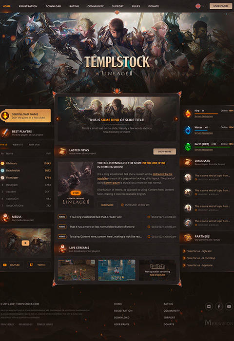 Lineage 2 Game Website Templates and best StressWeb themes | Templstock.com